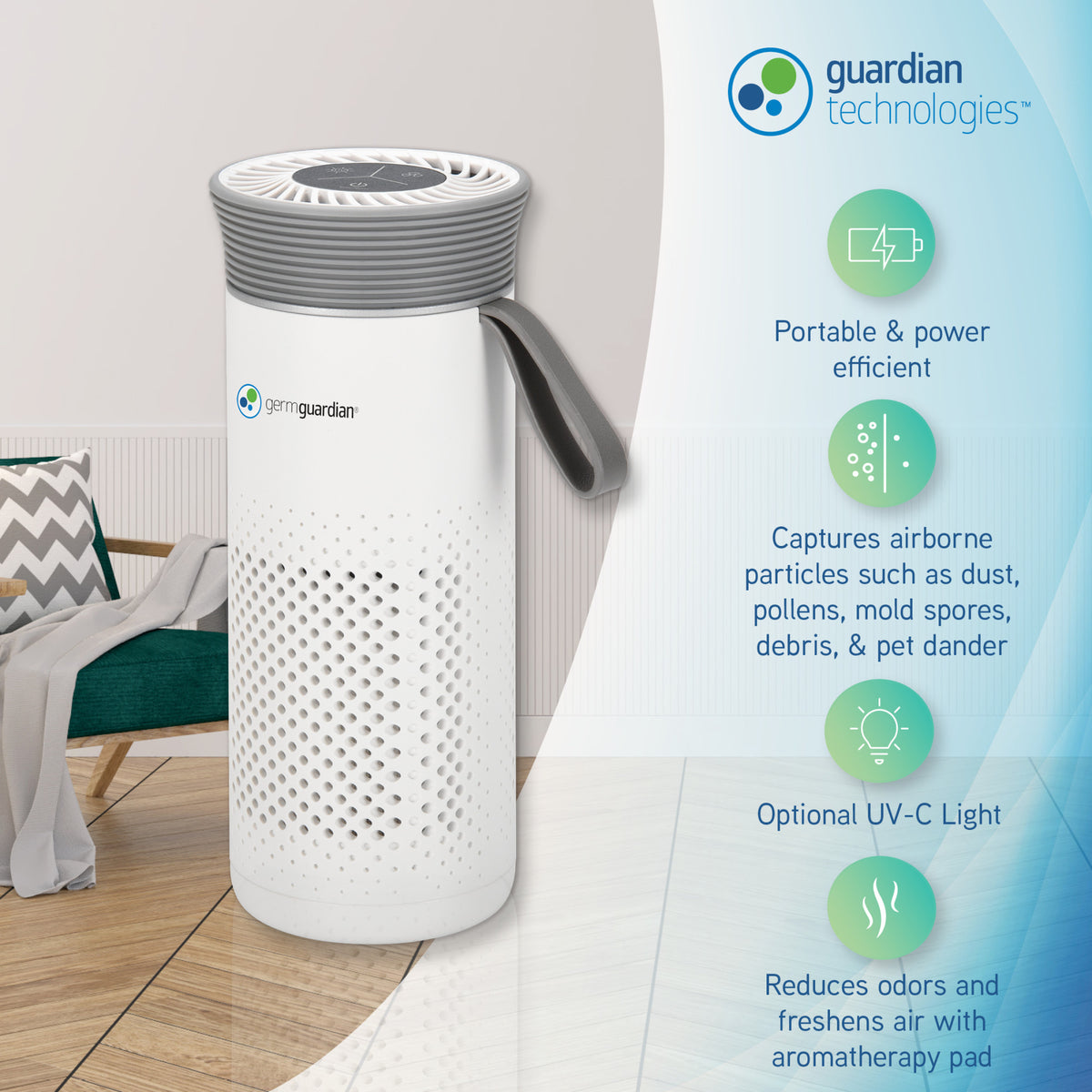 GermGuardian AC085 Portable Table Top Air Purifier with UV C and Aromatherapy Tray